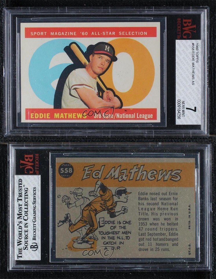 1960 Topps High # Eddie Mathews #558 BVG 7 HOF 0q3 | eBay