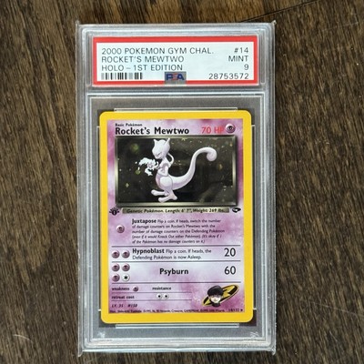 2000 PSA 9 Pokemon 1st Edition Rocket's Mewtwo Holo #14 Mint Gym ...