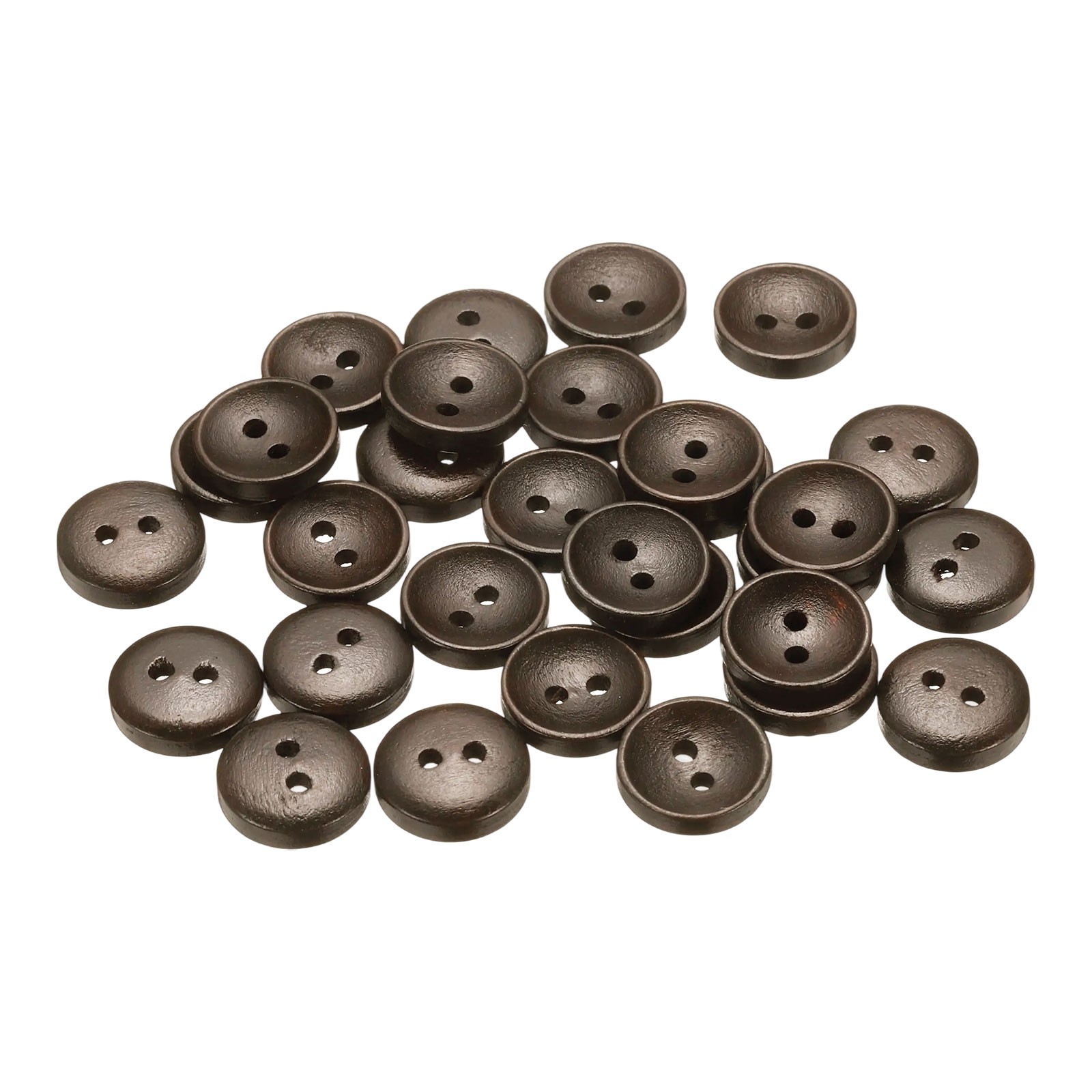 30pcs Wooden Sewing Button 12.5mm 2 Holes Round Craft Buttons, Deep ...