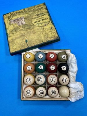 Antique Brunswick Balke Collender Clay Dart Billiard Pool Balls Wood ...