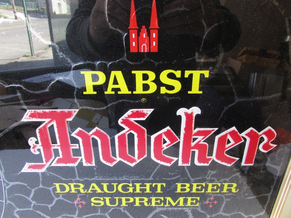 Vintage Pabst Andeker Beer Draught Supreme Lighted Sign Metal 20 x 14 ...