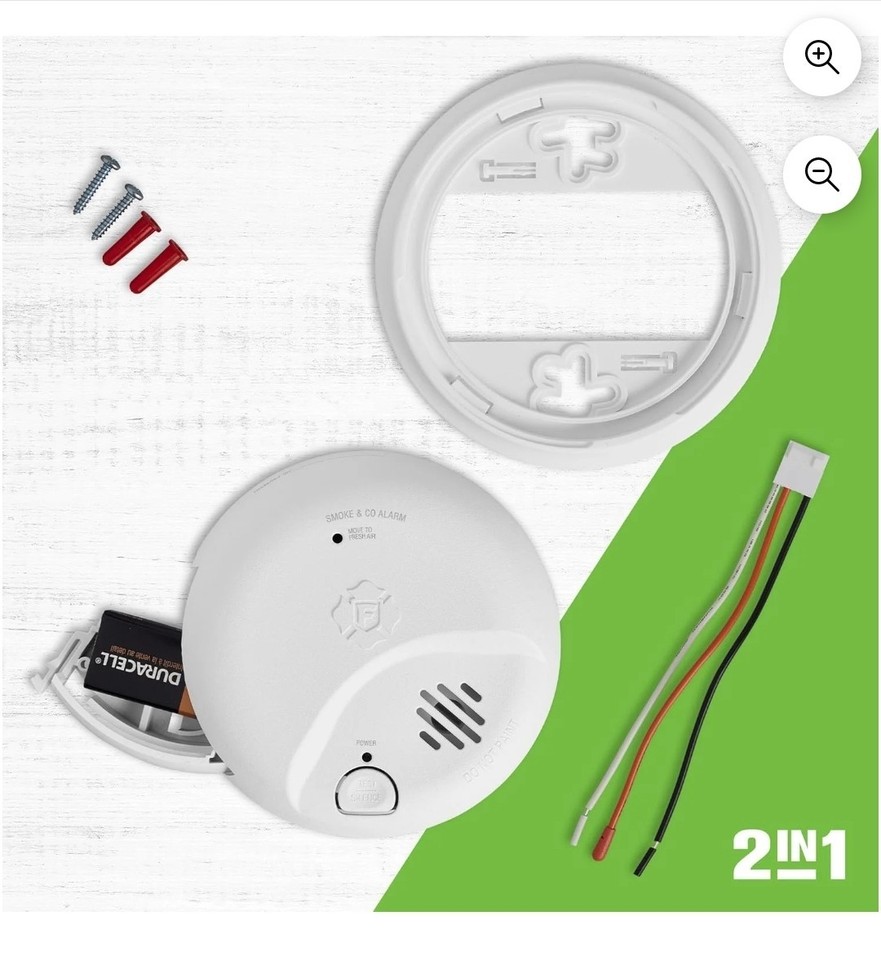 First Alert SMICO100AC Hardwire Smoke & Carbon Monoxide Battery Backup ...
