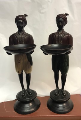VINTAGE BRONZE PERSONAL BUTLER STATUES. SET OF 2, 10.5” TALL | eBay