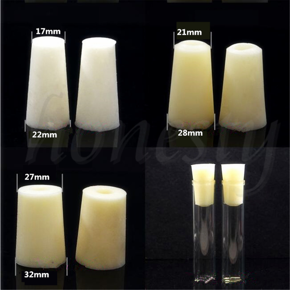 Tapered Silicone Bung Stopper Laboratory Solid Test Tube Hollow Plug ...