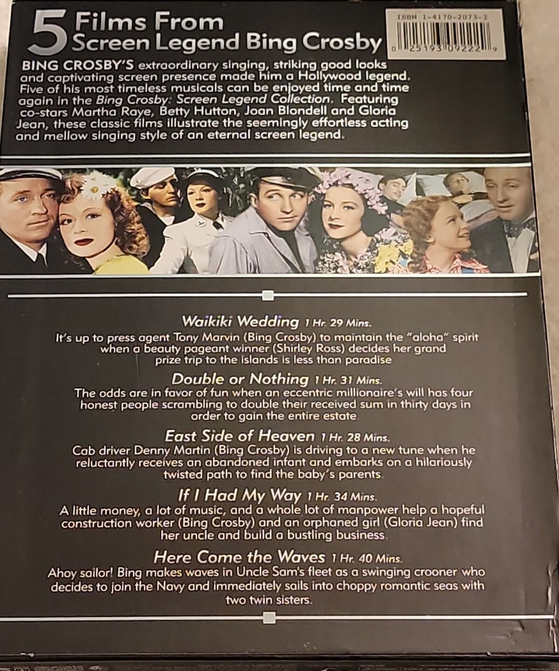 Bing Crosby Screen Legend Collection DVD 5 Movies 25193092229| eBay