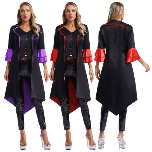 Womens Vampire Costume Fancy Overcoat Color Block Jacket Outerwear ...