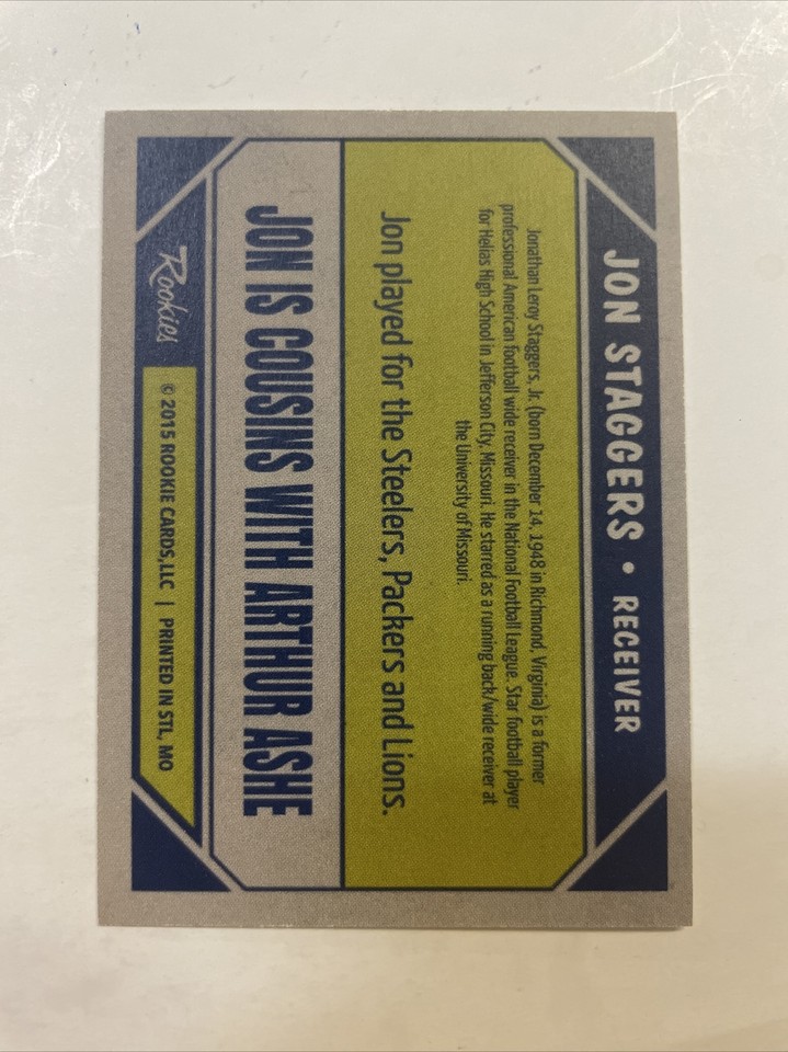 Jon Staggers Autographed Custom Football Card Pittsburgh Steelers A-133 ...