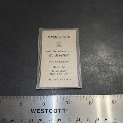 Rare 1900 Era H. Maher Fire Extinguishers Miniature Memo Book Premium NYC | eBay