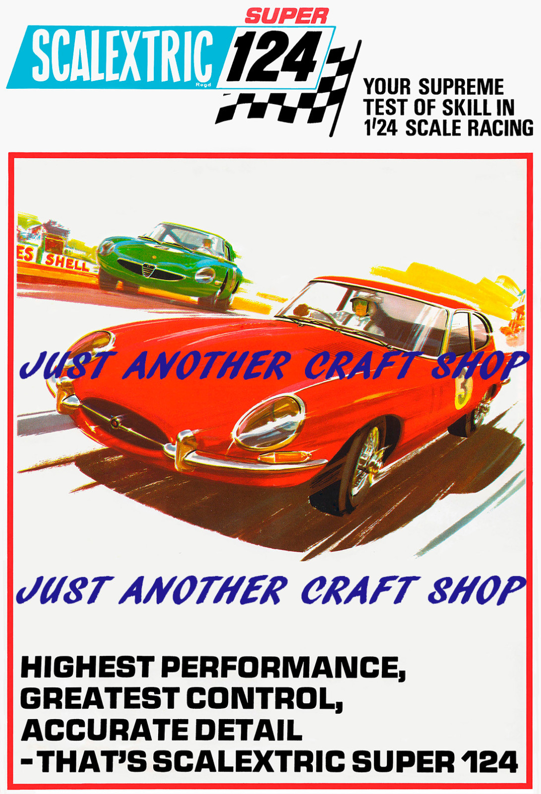 Scalextric 124 E Type Jaguar A3 Size Poster Advert Leaflet Shop Sign ...