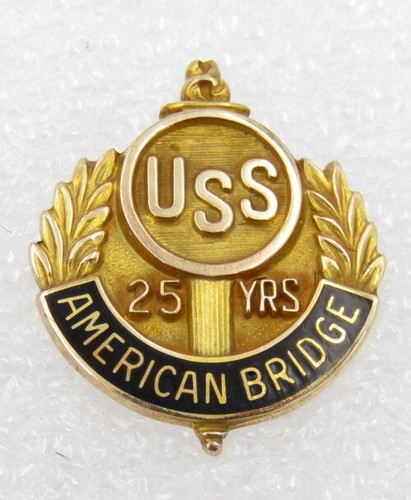 10K pin - American Bridge 25 Year Service Pin, United States Steel | eBay