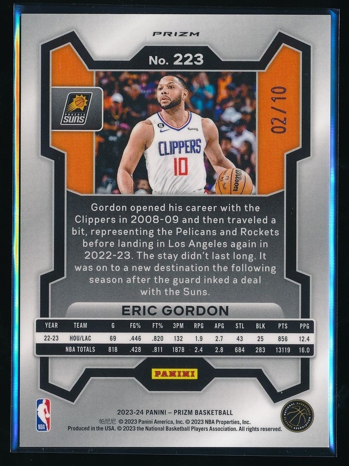Eric Gordon 2023-24 Panini Prizm Gold Wave Parallel 02/10 | eBay