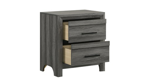 Denver Gray Wood Nightstand: Modern 2-Drawer | eBay