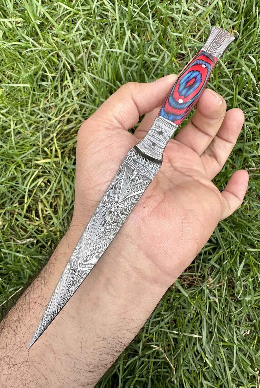 Double-Edged Military Damascus steel Dagger toothpick boot Knife neck throwing | eBay