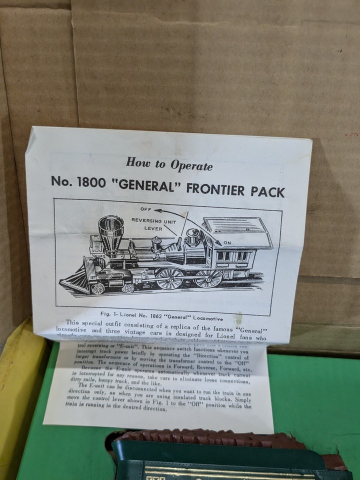 Lionel 1800 The General Frontier Pack Train Set w/ Original Box ...
