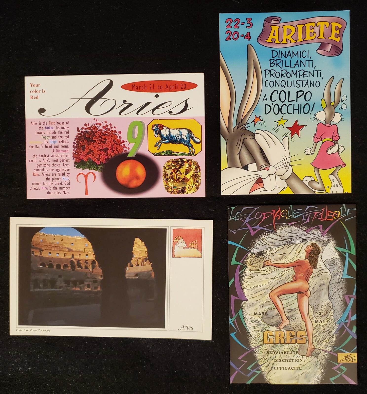 Horoscope Aries Postcards - Italy, France, USA circa 1990s (Set of 4 ...