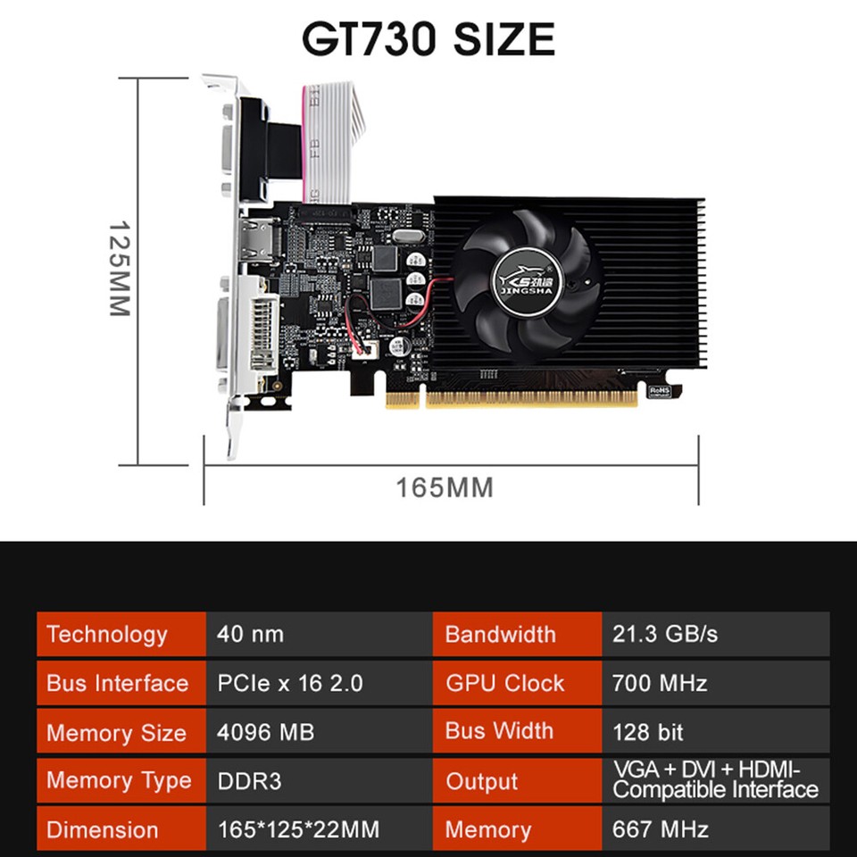 GT 730 Graphics Card,Computer Low Profile GPU,4GB 128Bit GDDR3,HDMI/VGA ...