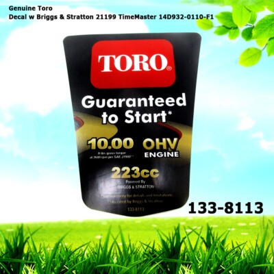 Genuine Toro 133-8113 Decal Briggs & Stratton 21199 TimeMaster 14D932 ...