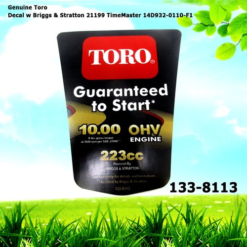 Genuine Toro 133-8113 Decal Briggs & Stratton 21199 TimeMaster 14D932 ...