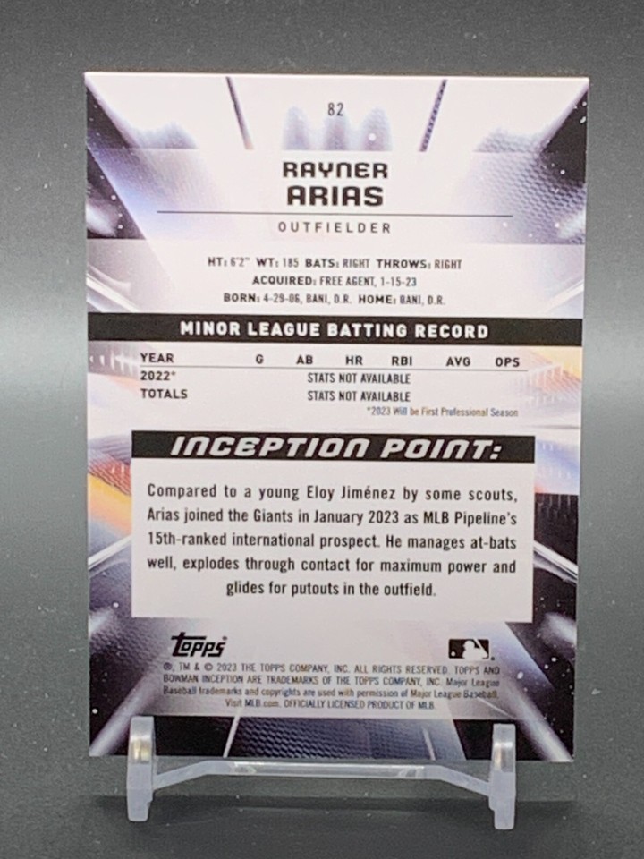 2023 Bowman Inception Fuchsia Foil #82 RAYNER ARIAS San Francisco ...