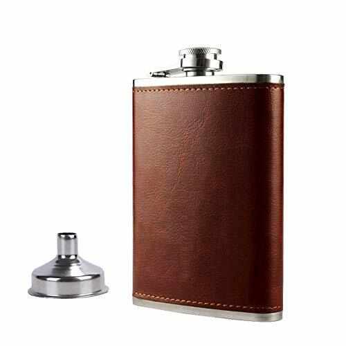 Stainless Steel and Stitched Leather Hip Flask 8 Oz 230 Ml - Liquor ...
