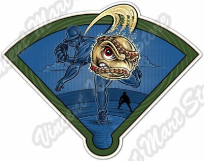 Crazy Baseball Pitcher Athletics Sport Ball Car Bumper Vinyl Sticker ...