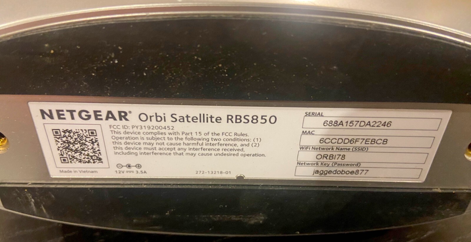 NETGEAR Orbi RBS850 3600 Mbps 4 Ports WiFi Add-on Satellite (RBS850 ...