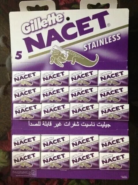 100 Gillete NACET STAINLESS Double Edge Razor Blades DE Shaving Barber ...