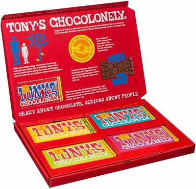 Tony's Chocolonely - Mixed Chocolate Gift Box - Milk Chocolate Bars - 4 ...