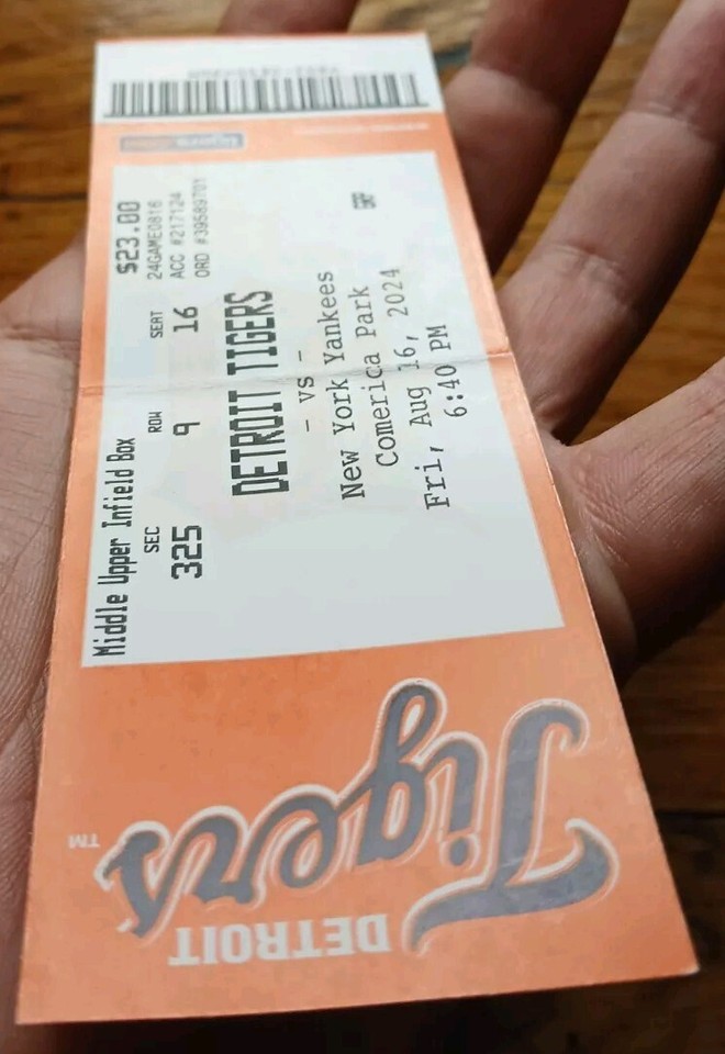 8/16/2024 Detroit Tigers vs New York Yankees Ticket Stub Aaron Judge HR ...
