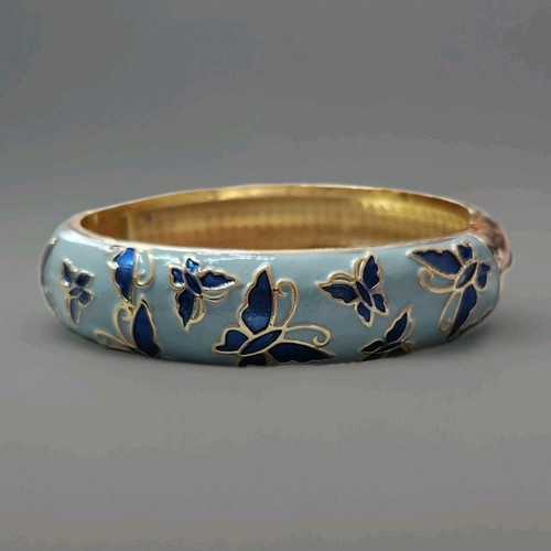 Light Blue Enamel Butterflies Cloisonne Alloy Bangle Bracelet | eBay