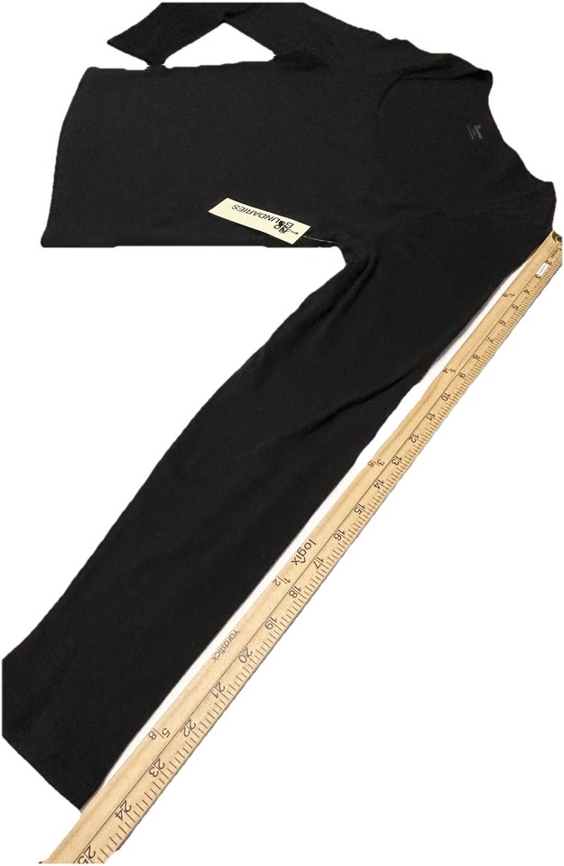 NEW Women's Black Square Neck Long Sleeve Slim Fit Stretch Ribbed Basic ...