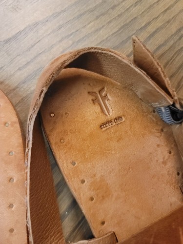 Frye Ally 2 Band Metallic Bronze Leather Ankle Strap Sandals Size 9.5 ...