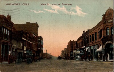 POSTCARD MAIN STREET SOUTH OF BROADWAY MUSKOGEE OKLAHOMA | eBay