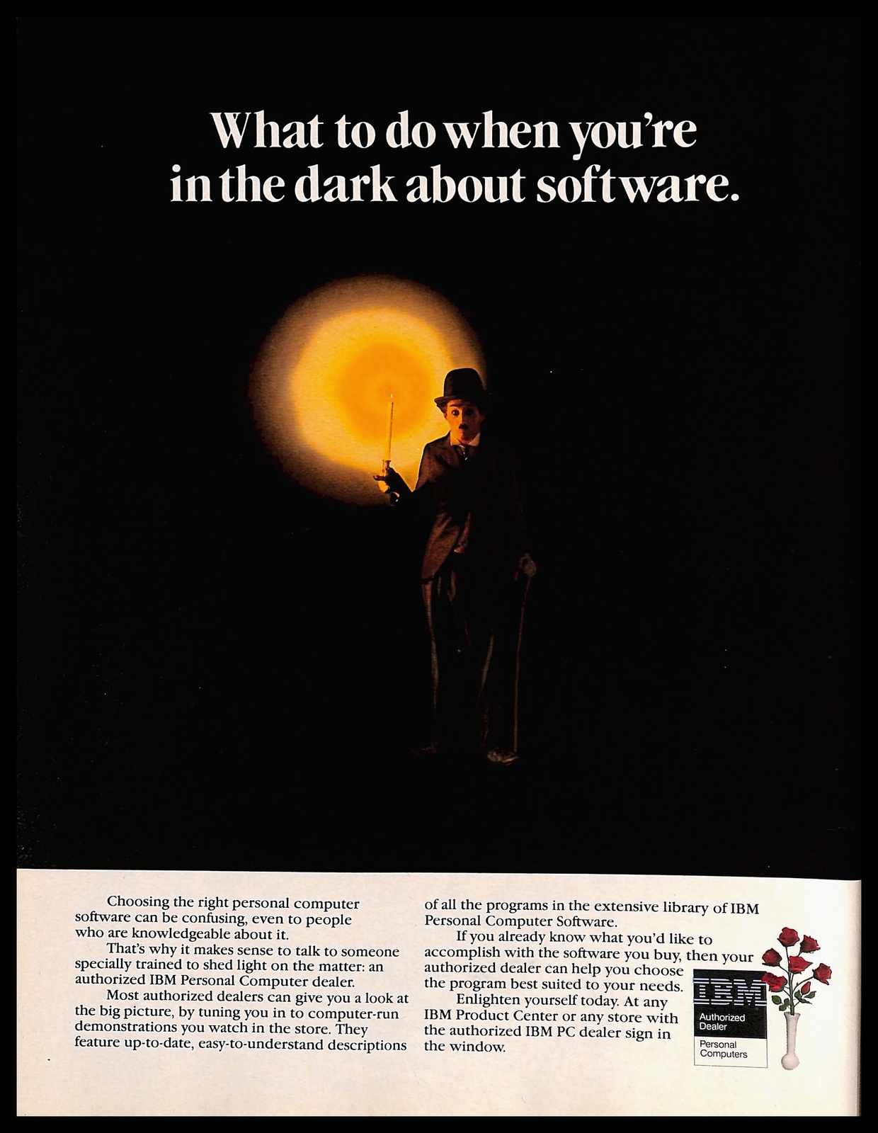 1984 IBM Personal Computer Dealer Charlie Chaplin Vintage PRINT AD In ...