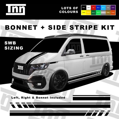 SIDE STRIPE BONNET STICKERS For a VW T5 T4 T6 TRANSPORTER CAMPER VANS ...