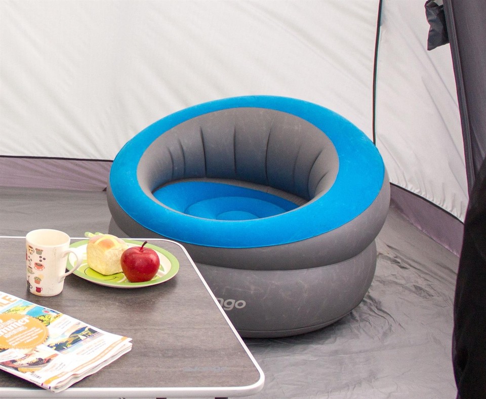 INFLATABLE DONUT CHAIR VANGO GREY FLOCKED SEAT BLOW UP POD LOUNGER ...