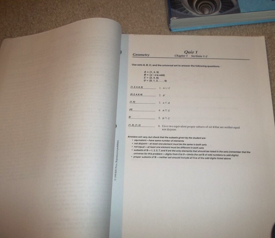BJU Geometry (2nd Ed) Tests, Textbook & Teachers Edition Books 1 & 2 no ...
