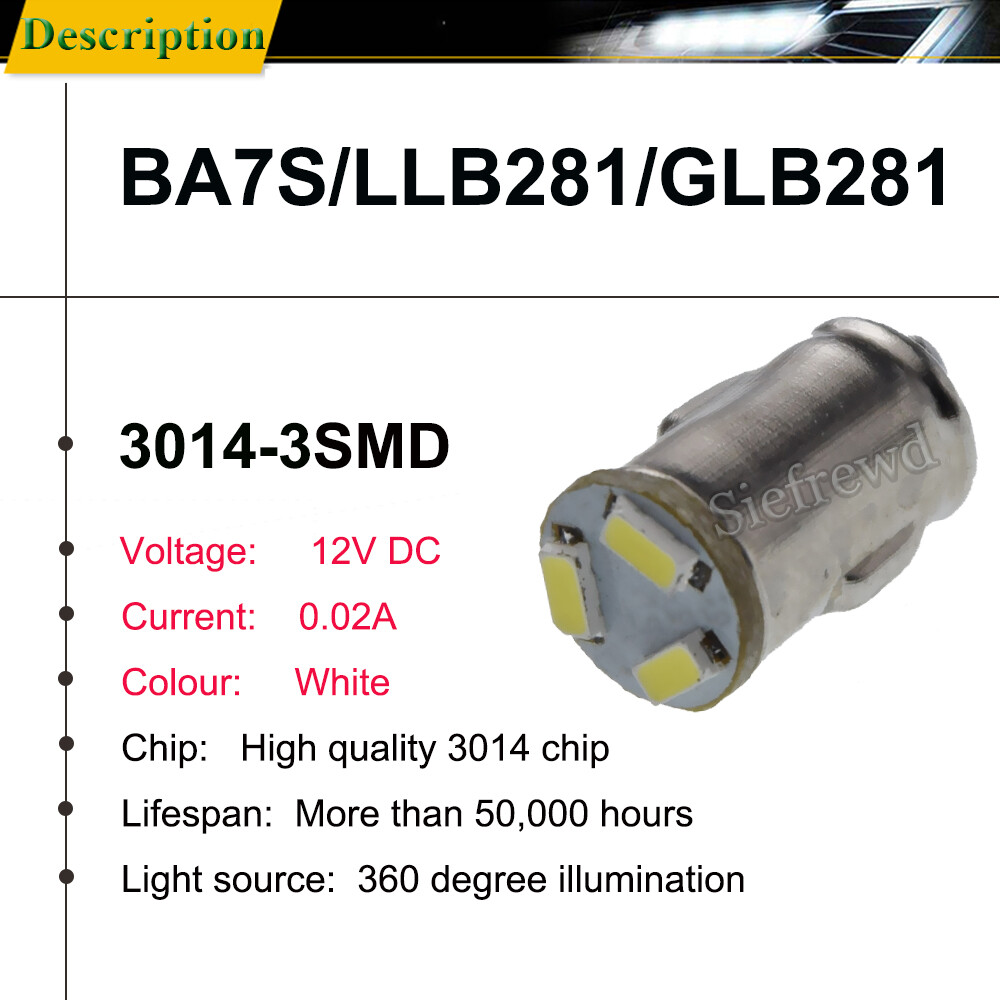 BA7S WHITE LED DASHBOARD GAUGE WARNING SWITCH BULB CLASSIC CAR GLB281 ...