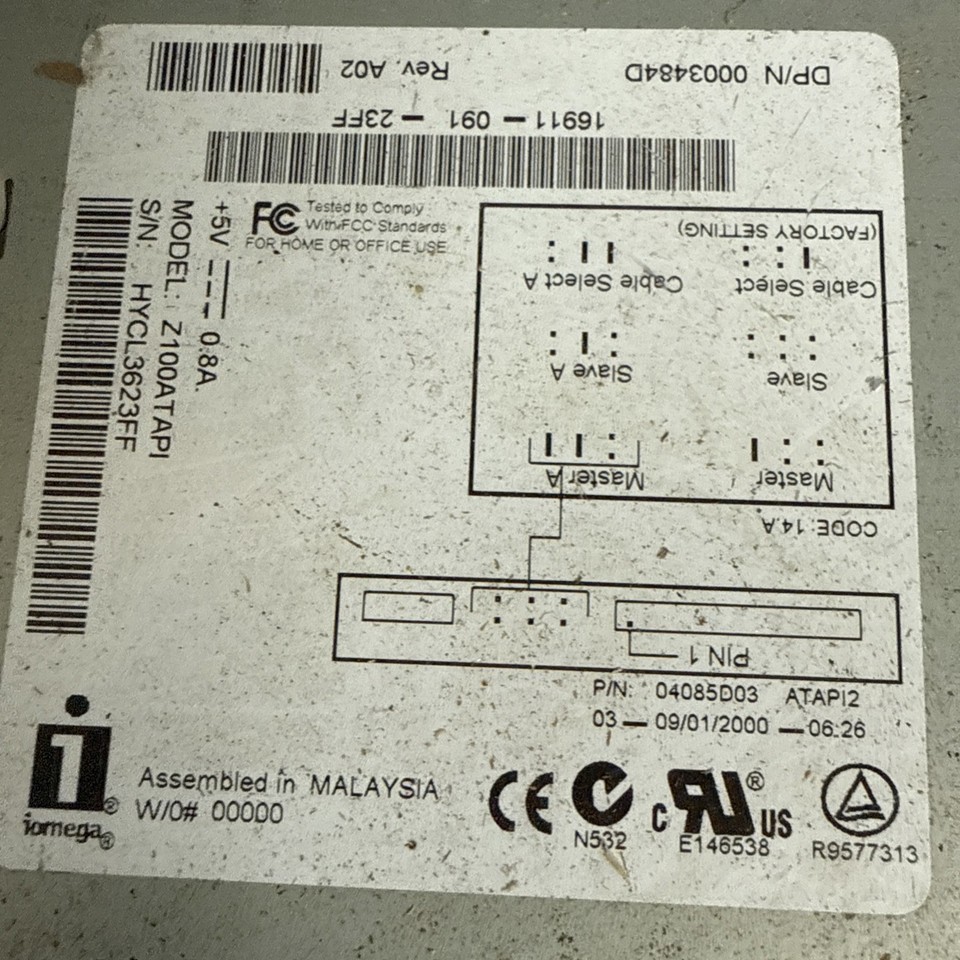 Iomega ATAPI Zip250 Zip 250 IDE 250MB Internal Drive Model Z250ATAPI | eBay