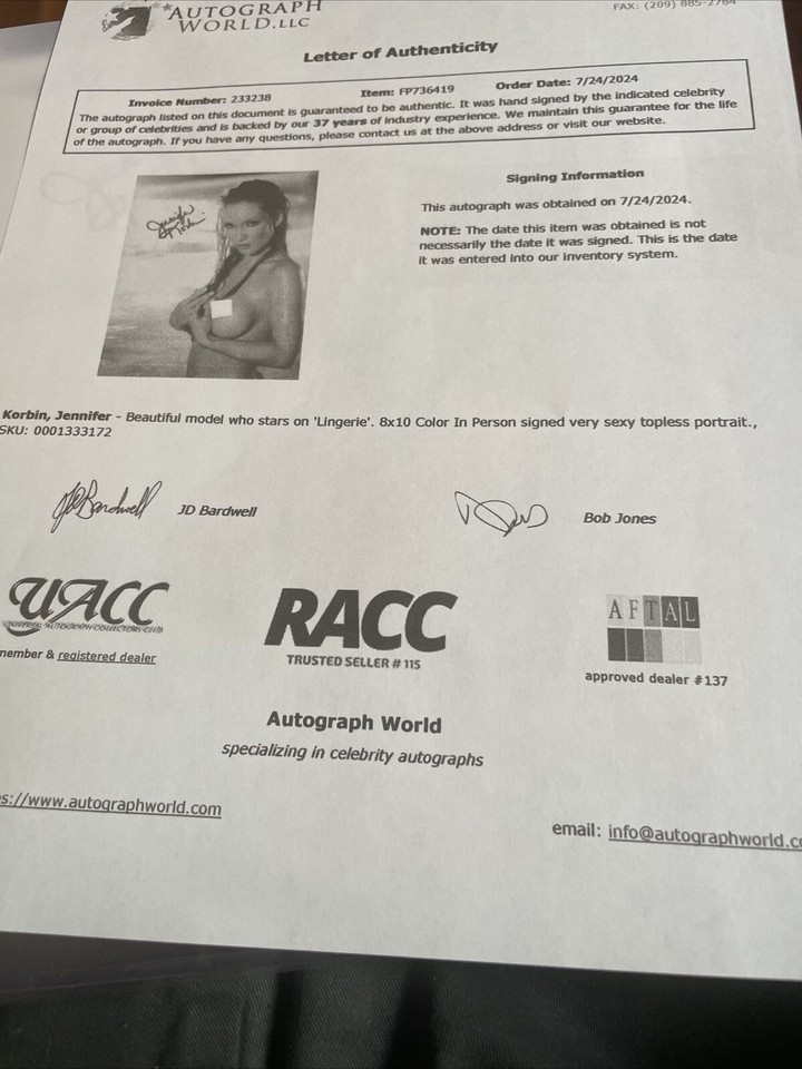 Jennifer Korbin Playboy Model Autograph Signed Picture COA | eBay