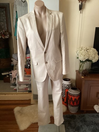 Men’s CONNOR Oatmeal Colour 2 Piece Suit Linen/cotton Blend Size 36 ...