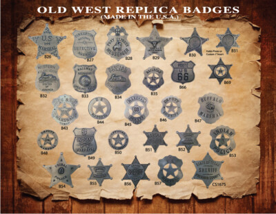 20 ASSORTED OLD WEST WESTERN BADGES,STAR,VINTAGE,COLLECTIBLE, YOU PICK ...