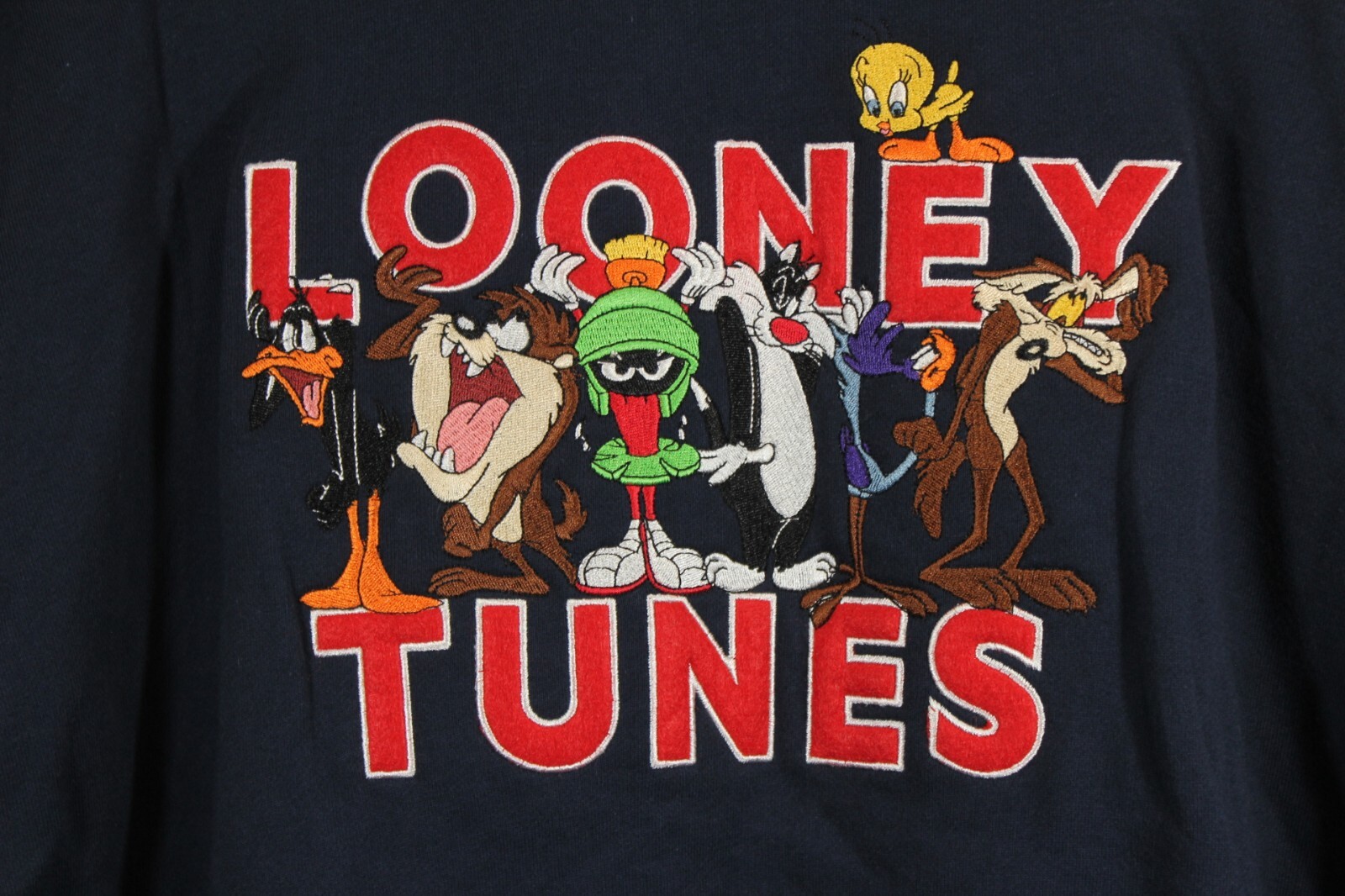 VTG 1999 WARNER BROS Varsity College Button Up Sweater Looney Tunes XL ...