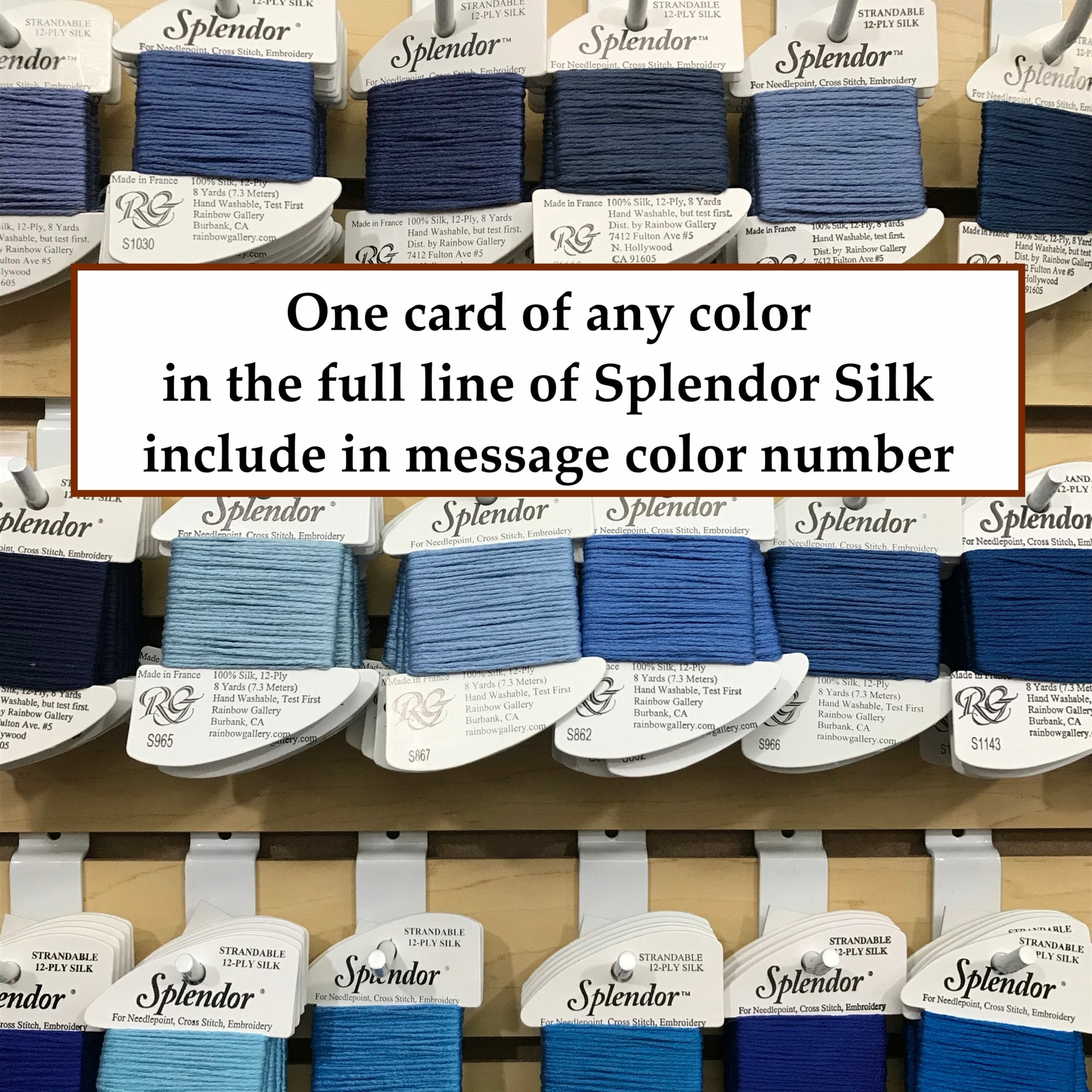 Rainbow Gallery Splendor 8 yard card of 12 ply silk floss embroidery ...