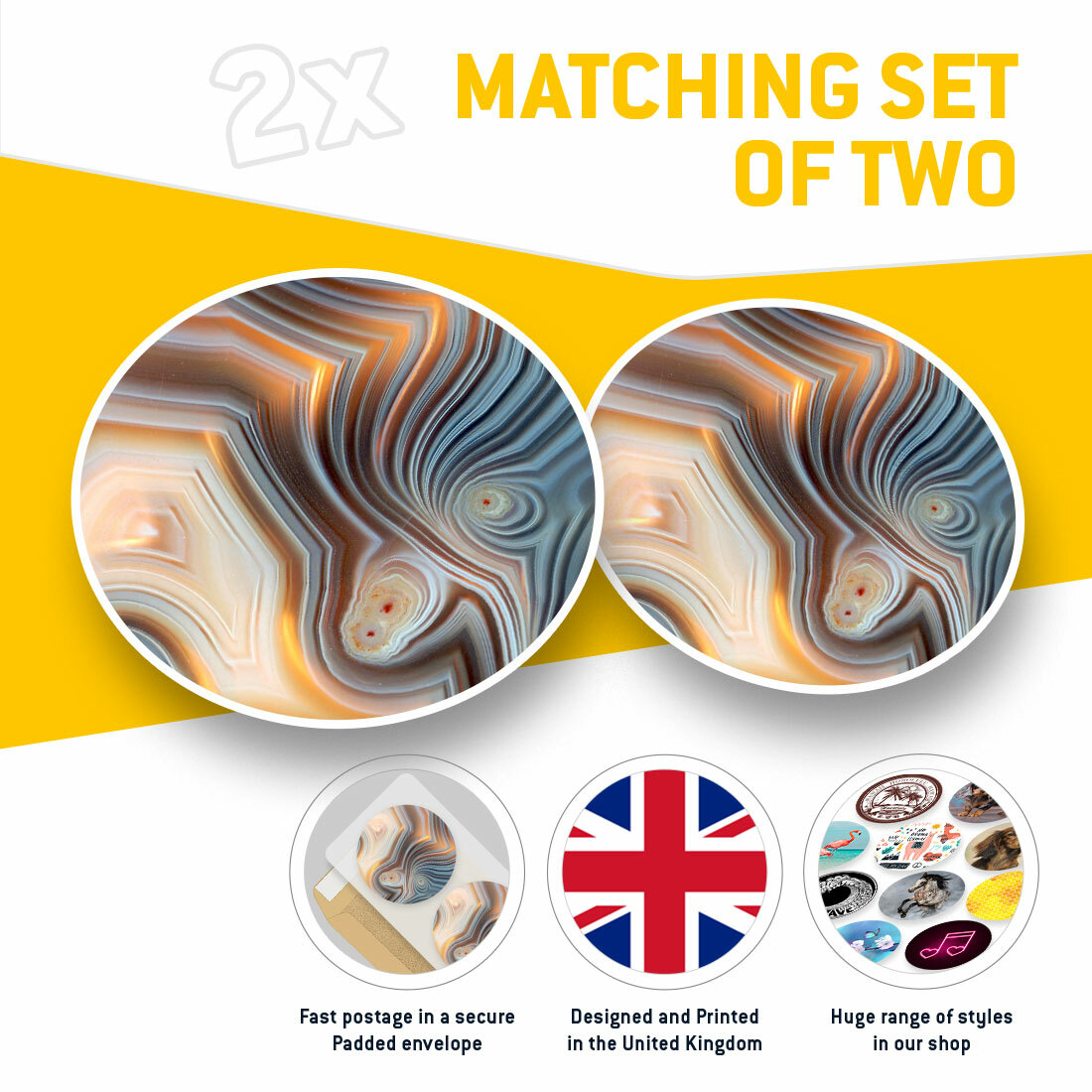 2 x Vinyl Stickers 25cm - Fun Agate Geode Geology Rock Cool Gift #3079 ...