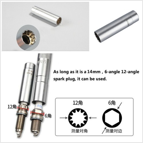 65mm Magnetic Spark Plug Socket Wrench 14MM 6&12 Angles Spark Plug ...