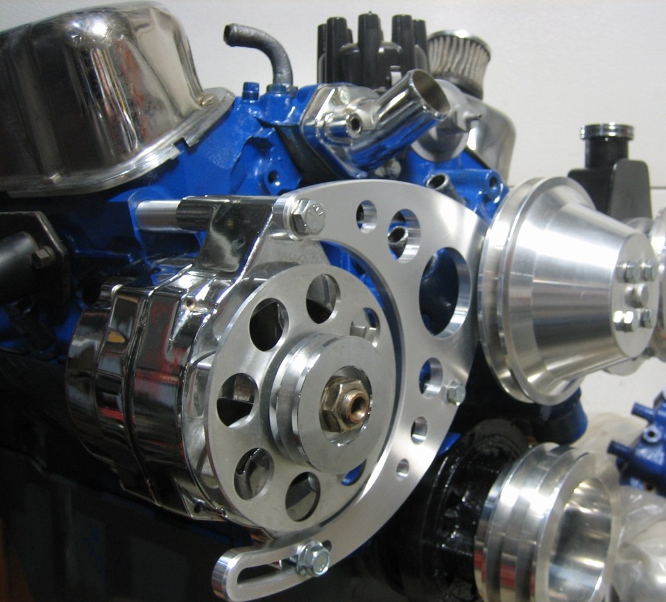 351 FORD WINDSOR LOW / MID MOUNT ALTERNATOR BRACKET KIT BILLET ALUMINUM ...