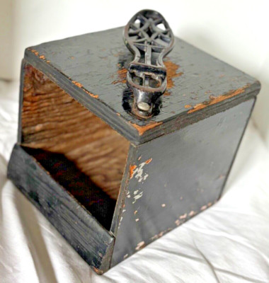 Shoe Shine Stand & Storage Box Home Made with Antique Cast Iron Foot ...