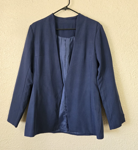 Womens Blue Open Front Blazer With Lining & Pockets Size Medium New ...