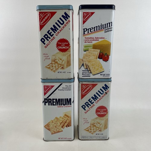 VTG Nabisco Premium Saltine Crackers Metal Tin Container Lot Of 4 1978 ...